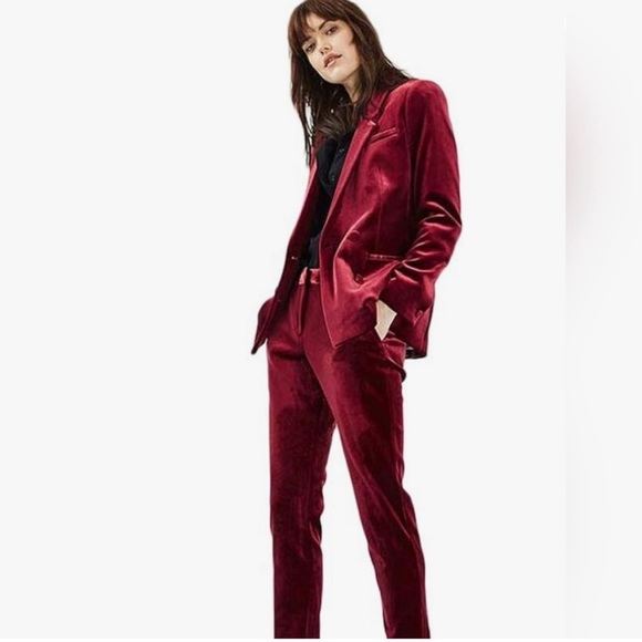 Topshop | Jackets & Coats | Topshop Vintage Look Red Velvet Blazer ...